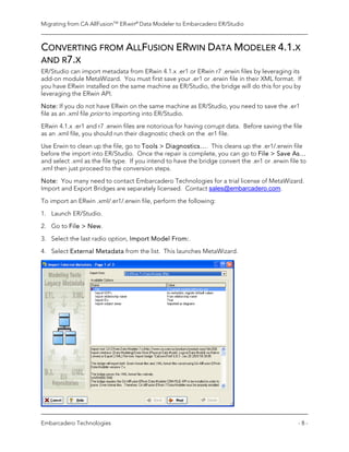 Migrating from CA AllFusionTM ERwin® Data Modeler to ER/Studio | PDF