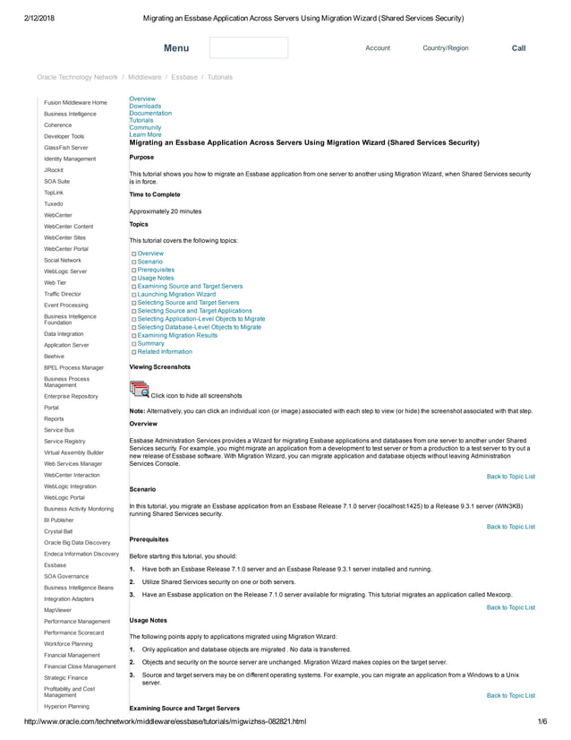 Migrating an essbase application across servers using migration wizard (shared services security ...