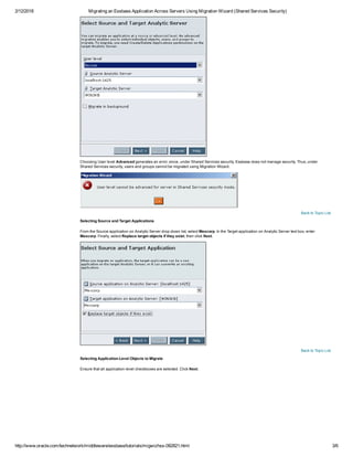 Migrating an essbase application across servers using migration wizard (shared services security ...