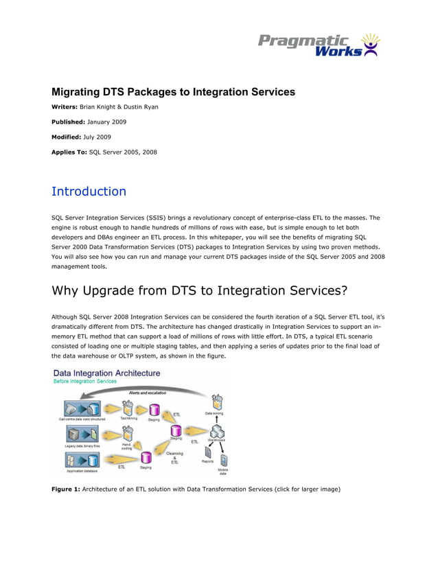 Migrating DTS to SSIS | PDF