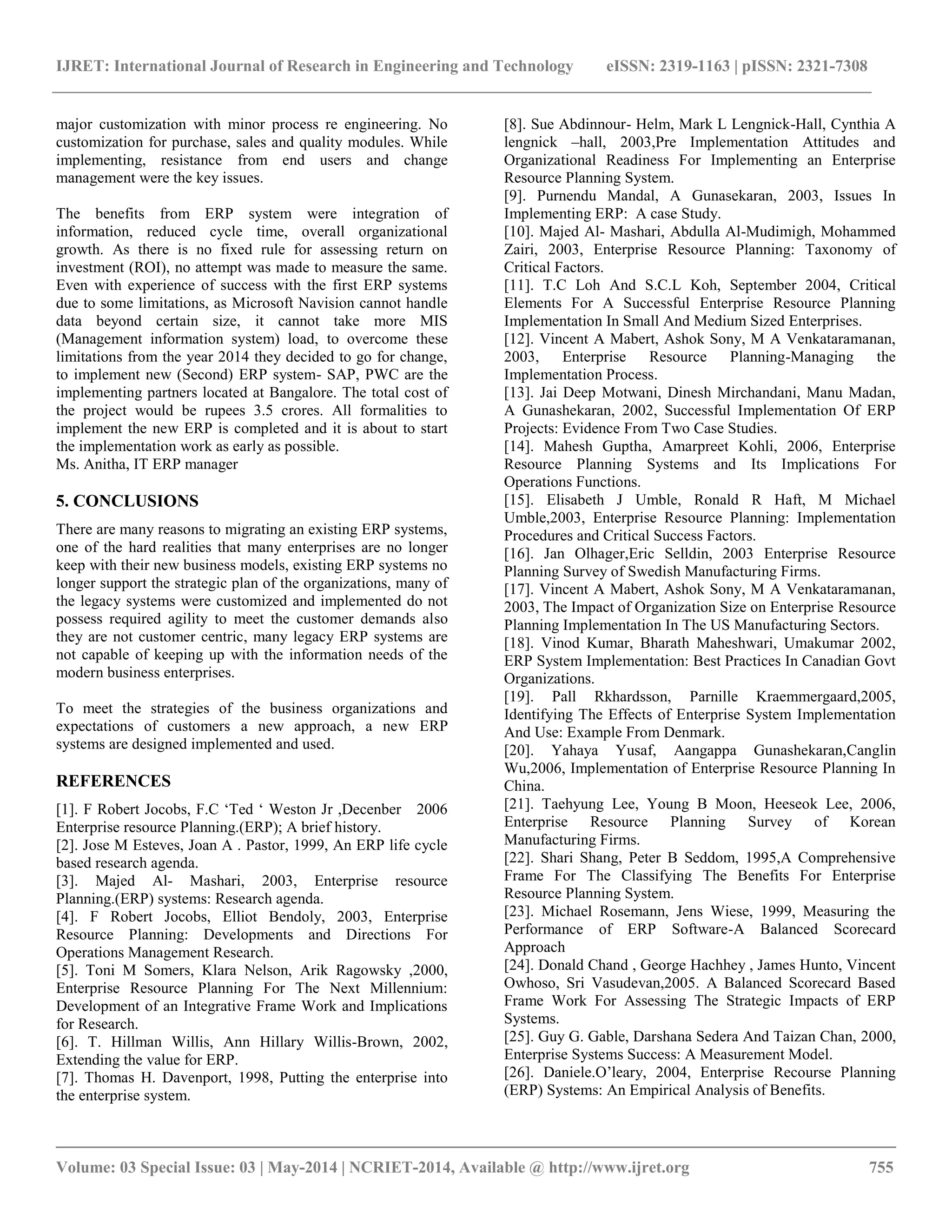 Migrating from a legacy enterprise resource planning (erp) system to a ...