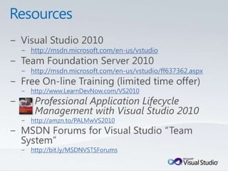 TDC 2010 - Migrating to TFS 2010 - Lessons Learned | PPT