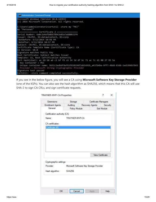 Migrating Your Certification Authority Hashing Algorithm From Sha 1 T