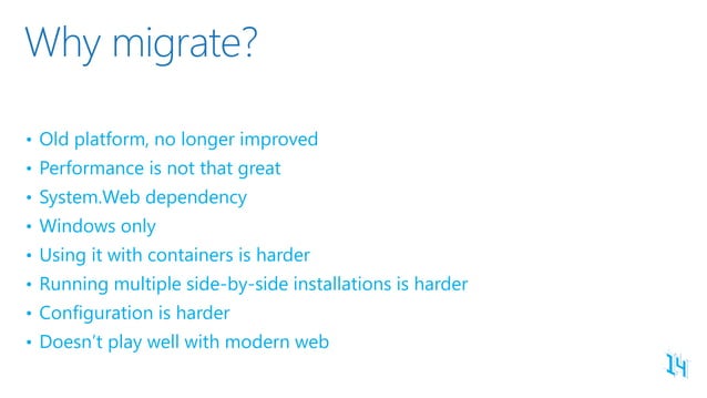 Migration From Aspnet Mvc To Aspnet Core Ppt