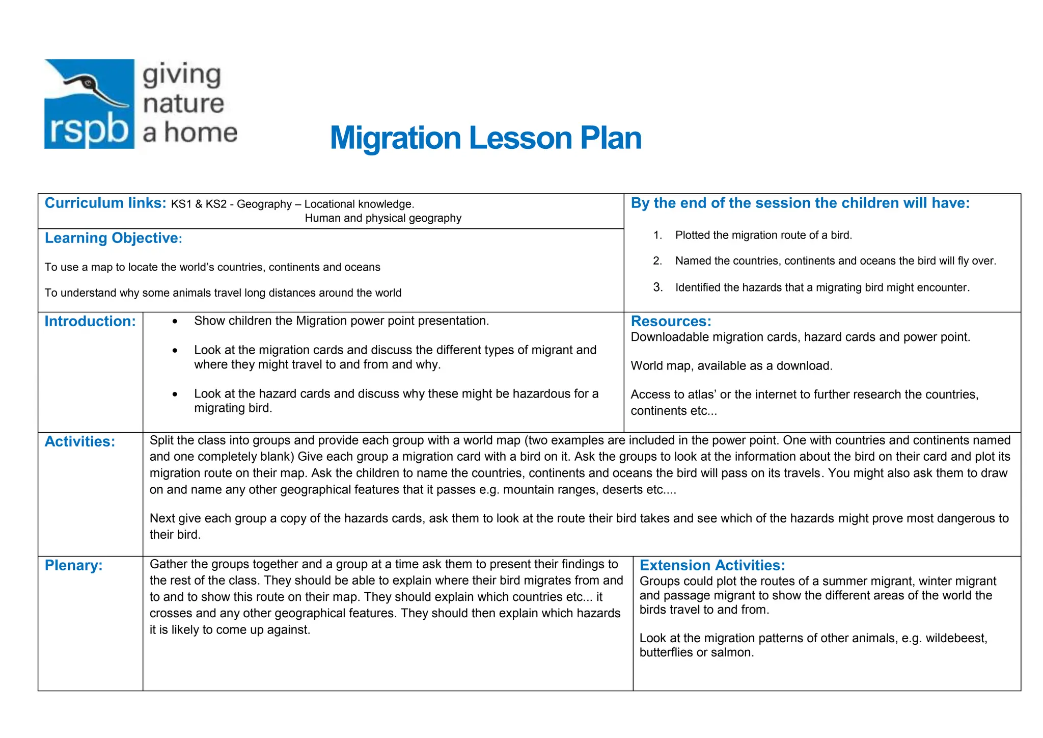 Migration of birds -- Science lesson-plan. | PPT
