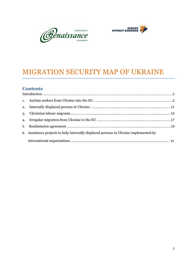 Migration Security Map of Ukraine | PDF