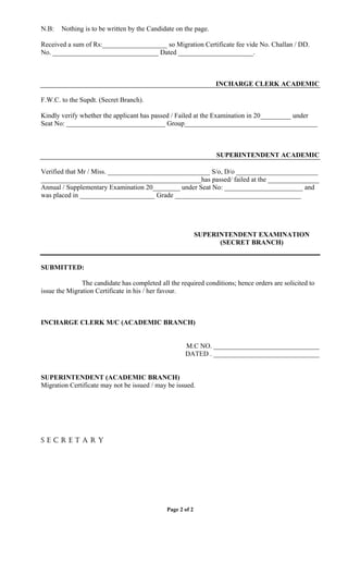 Migration certificate | PDF