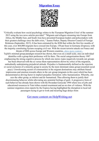 Migration Essay | PDF