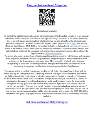 Migration Essay | PDF