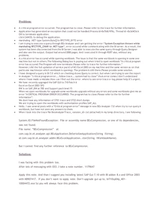 Migration of SAP BW BEx Analyzer 3.x to BEx Analyzer 7.x | DOCX