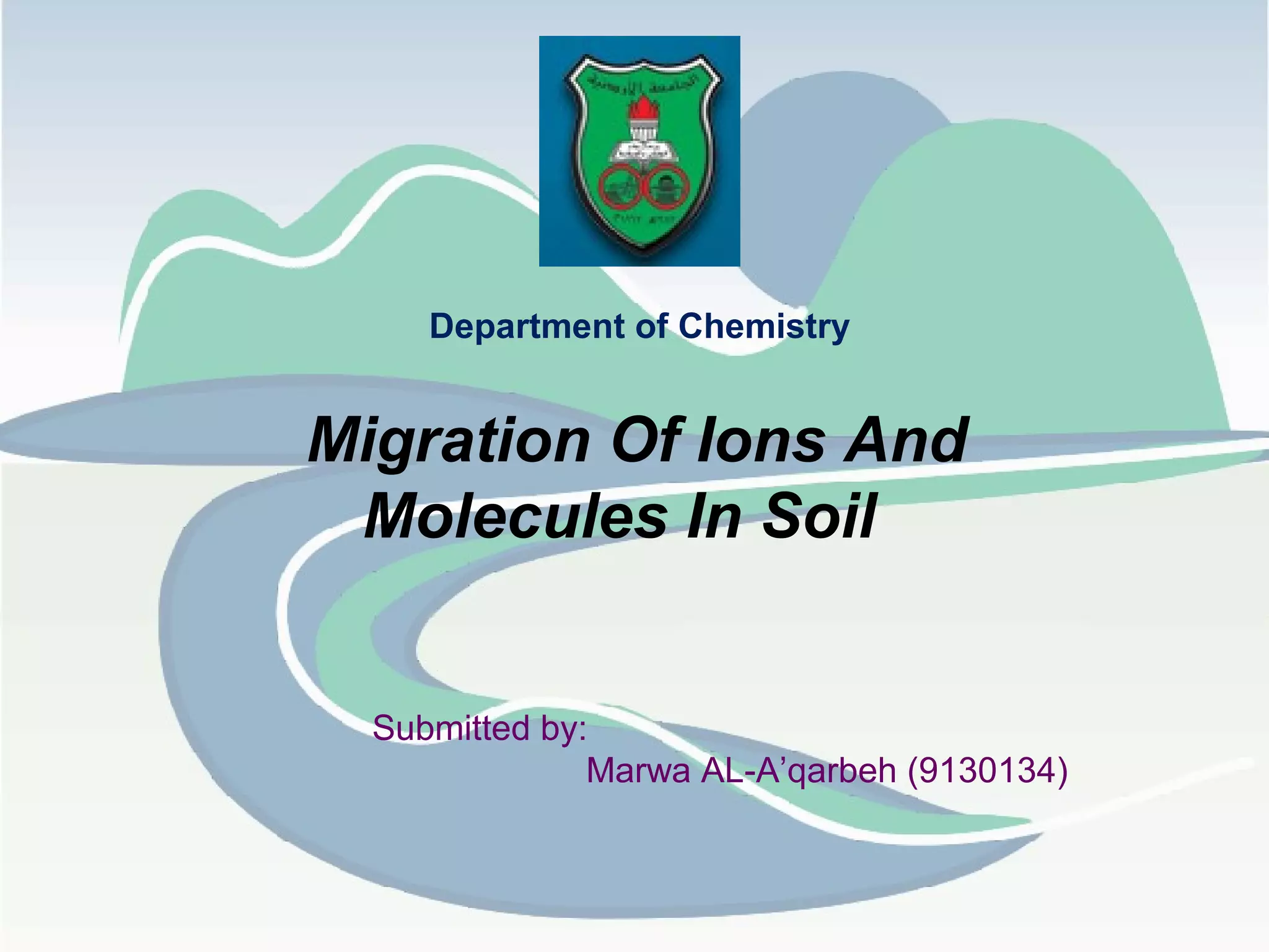 Migration of ions and molecules in soil | PPT