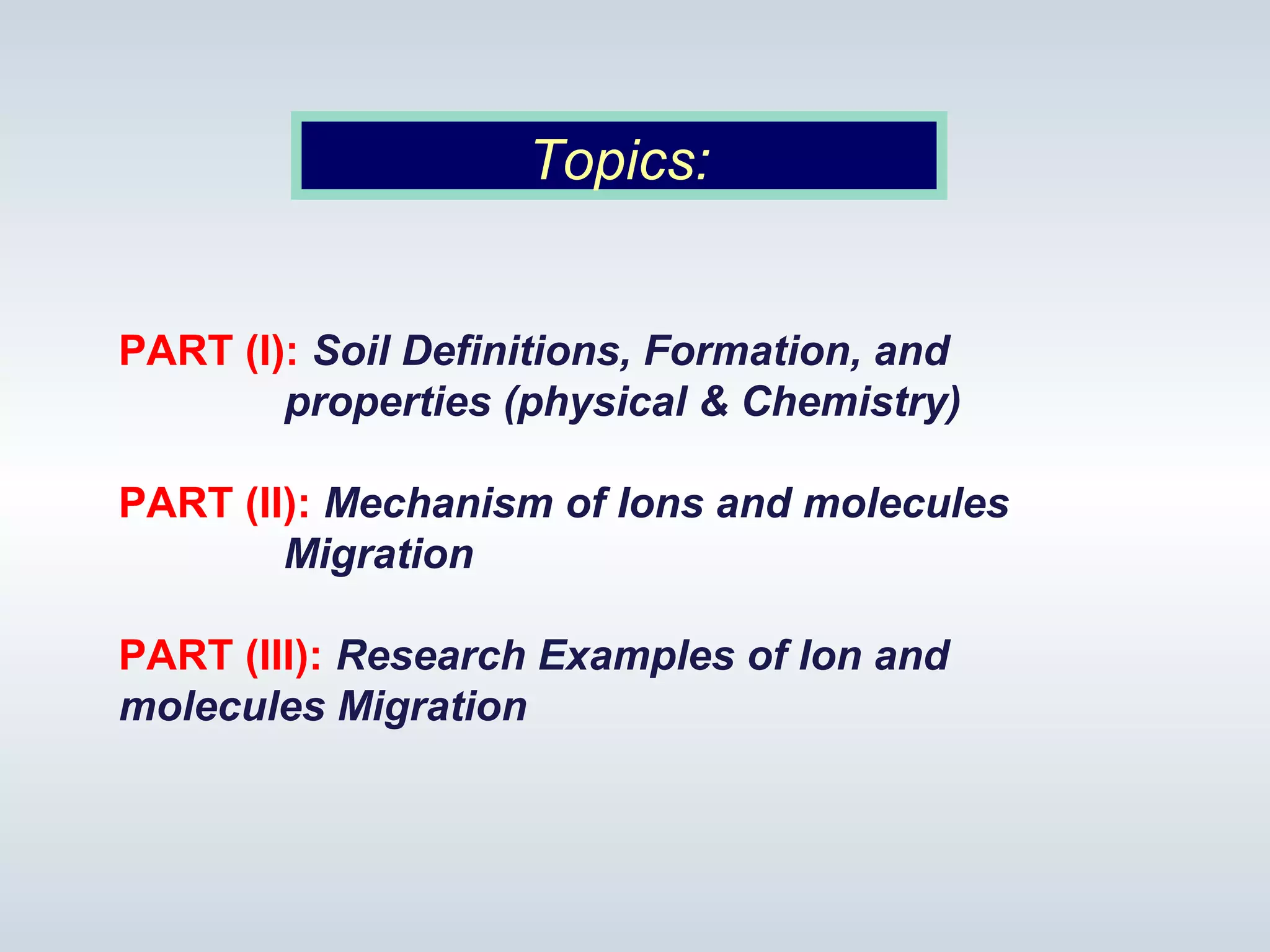Migration of ions and molecules in soil | PPT