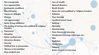 Population Movement - Migration: Definition, Types, Push and Pull ...