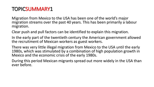 AS GEOGRAPHY REVISION - MIGRATION - Case study Mexico to USA | PPTX ...