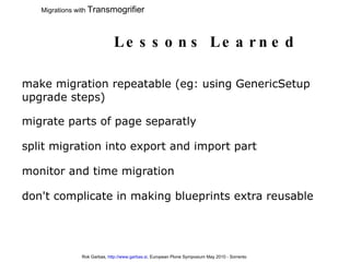 Migrations With Transmogrifier | ODP | Technology & Computing