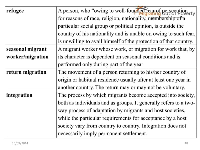 Migration terminologies - Migrating out of Poverty media training, Ghana | PPTX