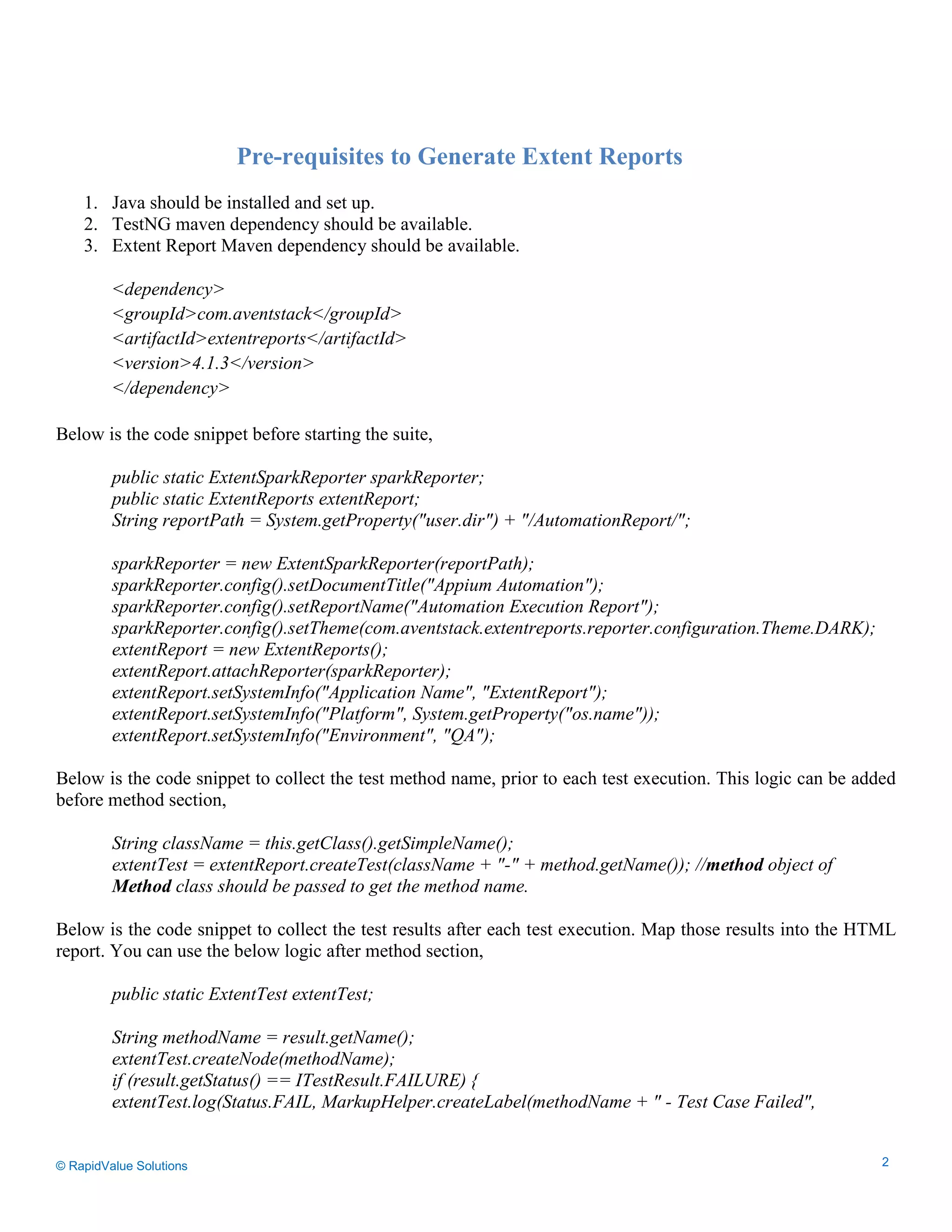 Migration to Extent Report 4 | PDF