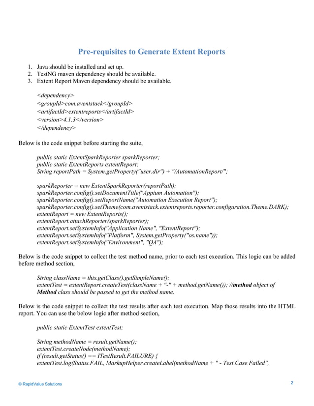 Migration to Extent Report 4 | PDF