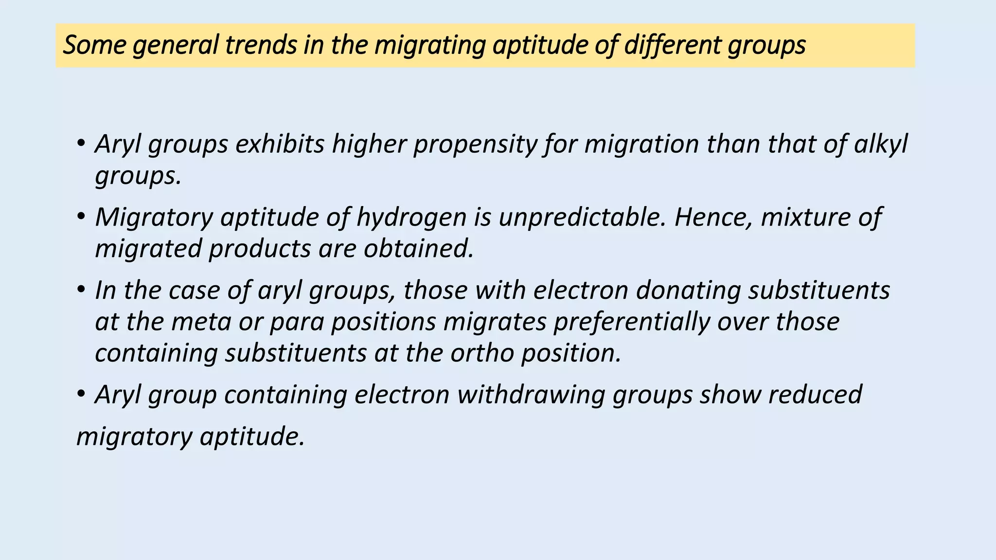 Migratory aptitudes in rearrangement reaction | PPTX