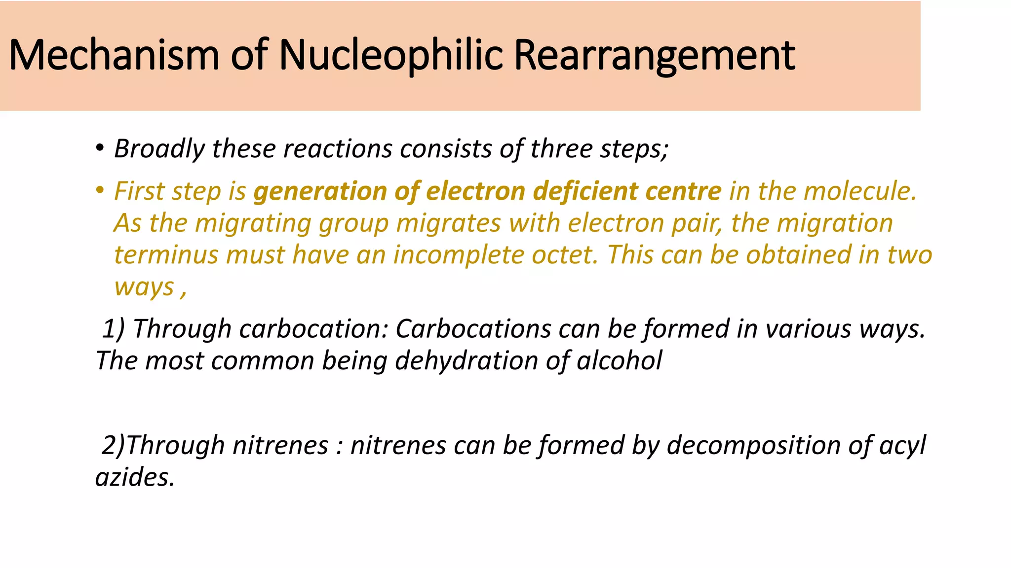 Migratory aptitudes in rearrangement reaction | PPTX
