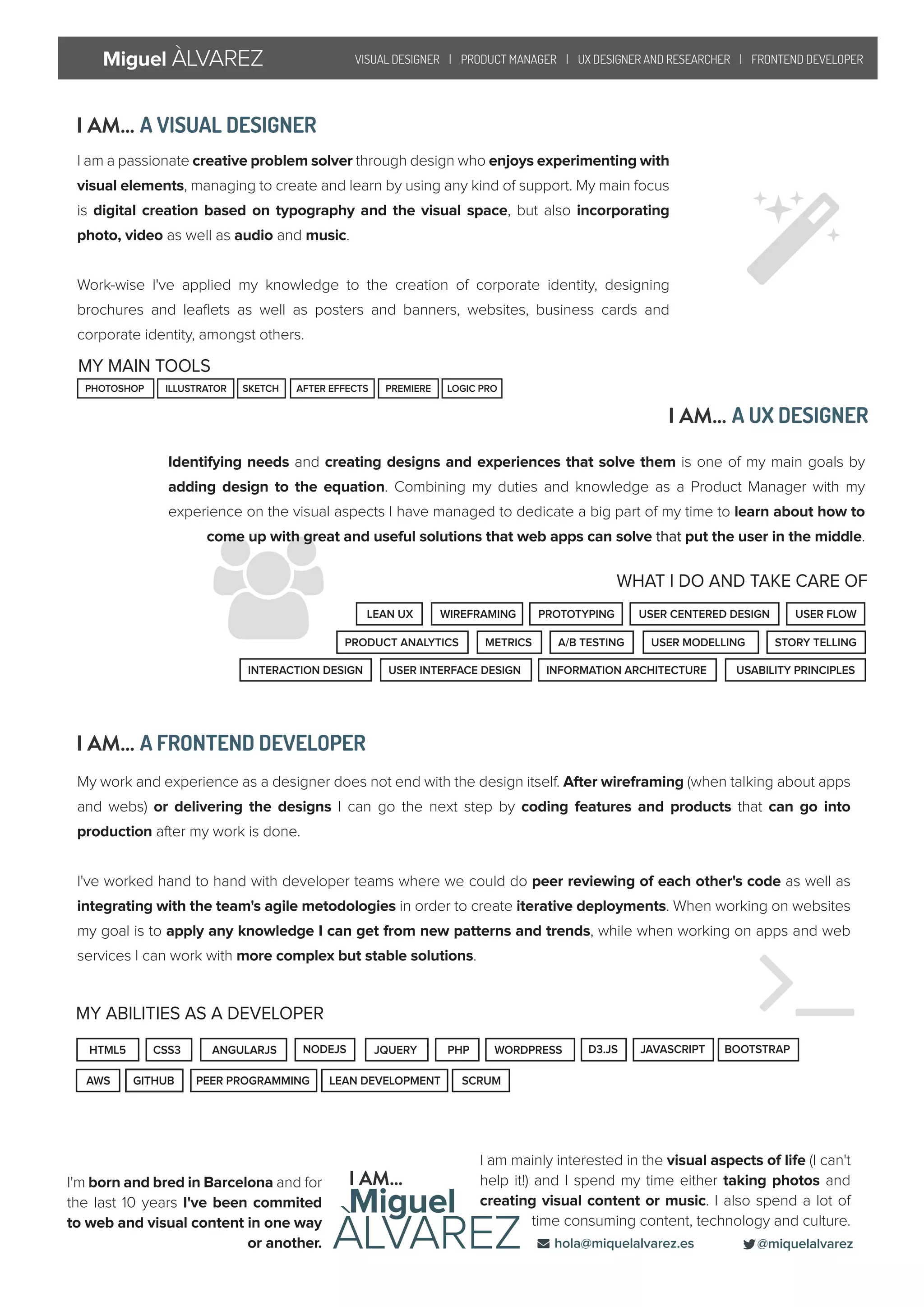 Miguel Álvarez CV - visual designer | product manager | ux designer | frontend developer | PDF