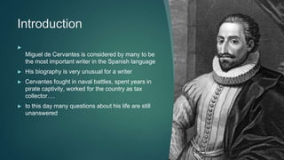 Miguel de Cervantes english version | PPTX | Fiction | Books and Literature