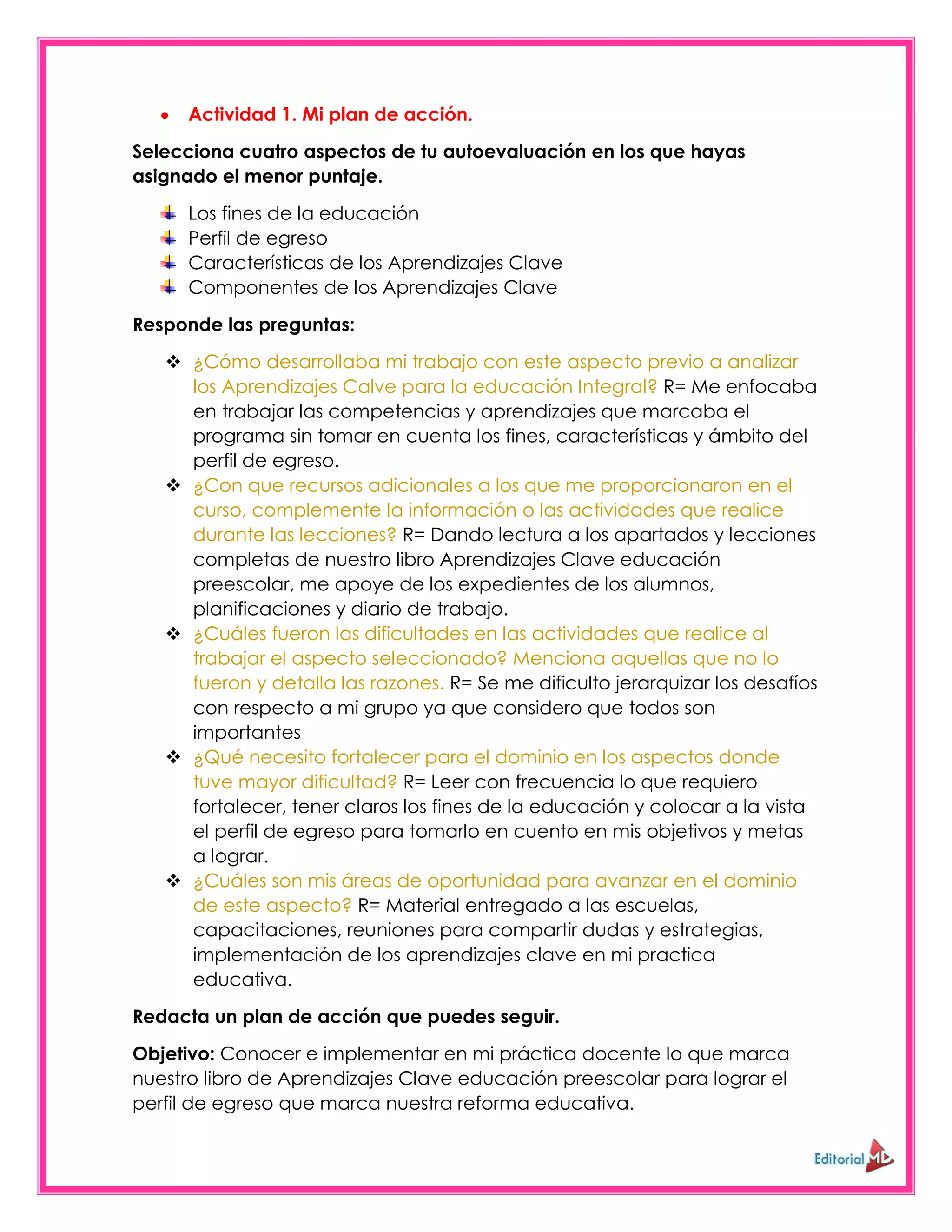 Mi guia para resolver el curso de aprendizajes clave editorial md | PDF