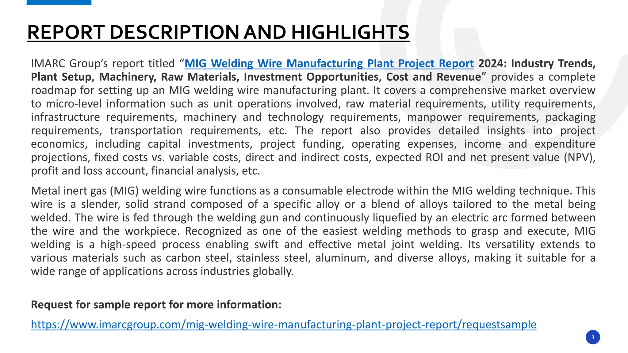 Detailed Project Report on Setting up a MIG Welding Wire Manufacturing ...