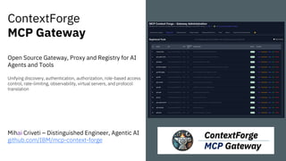 ContextForge MCP Gateway - the missing proxy for AI Agents and Tools | PDF