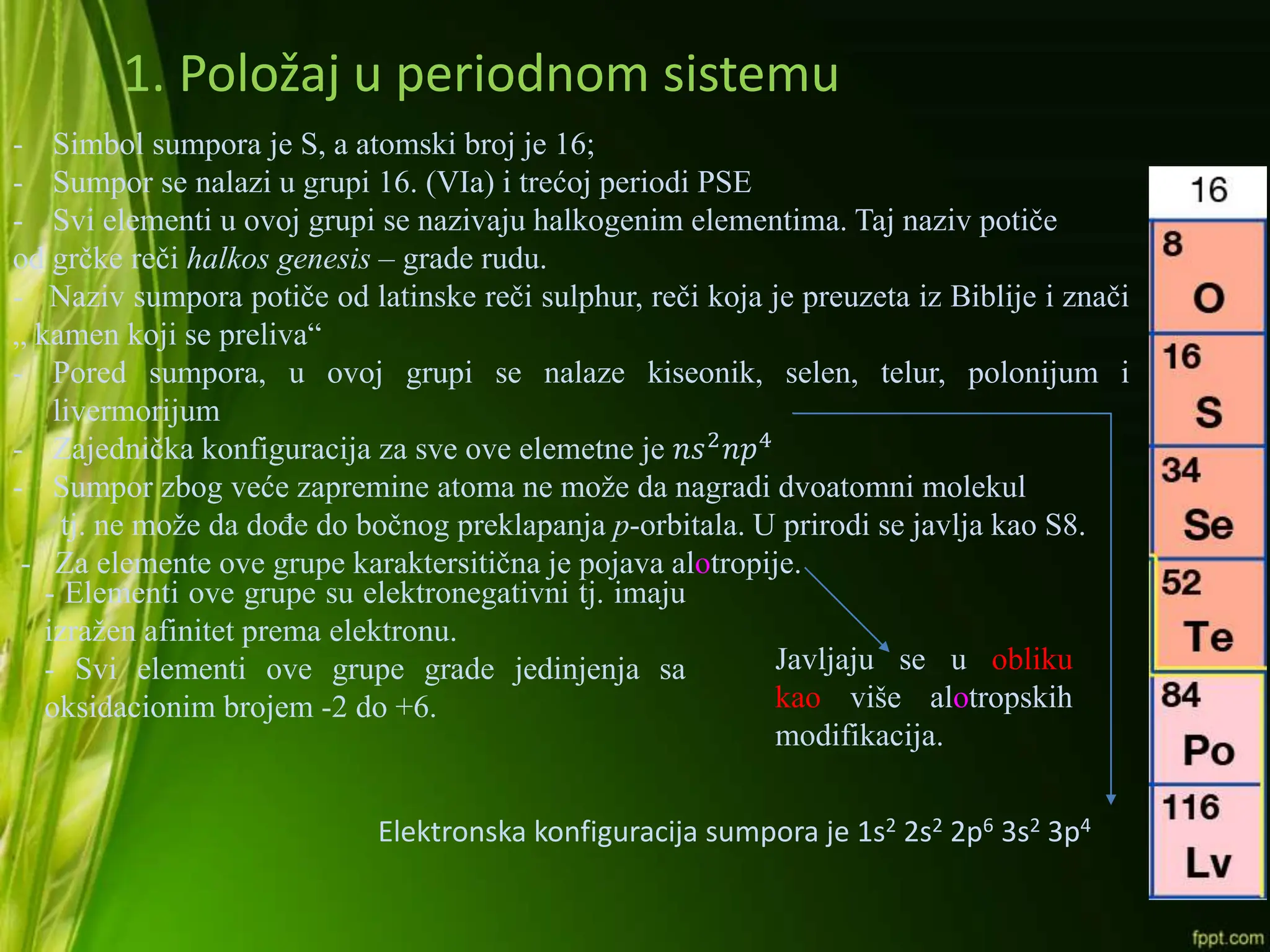 Sulfur - ppt presentation with references | PPTX