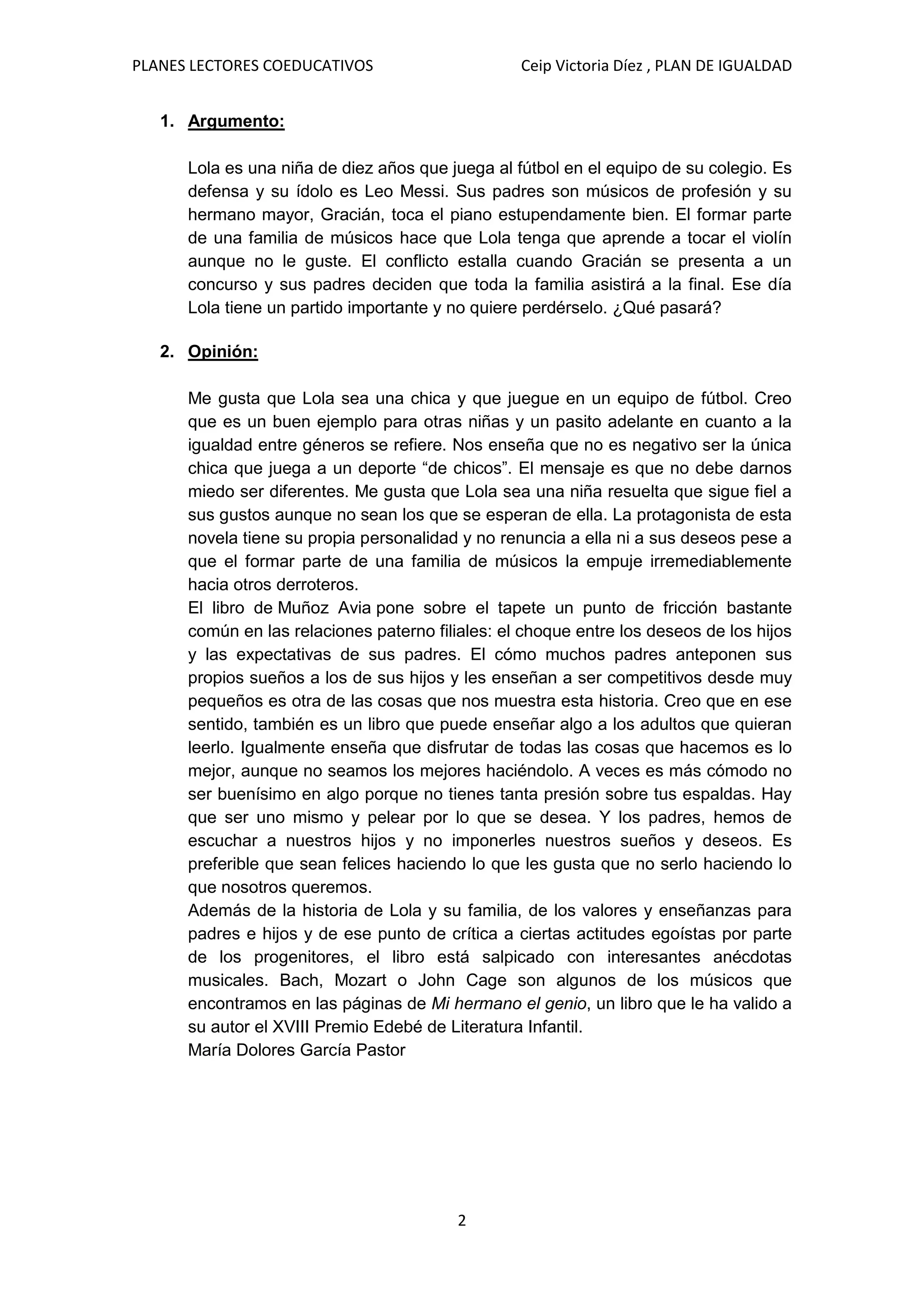 "Mi hermano el genio" plan lector coeducativo para 3º ciclo primaria | PDF