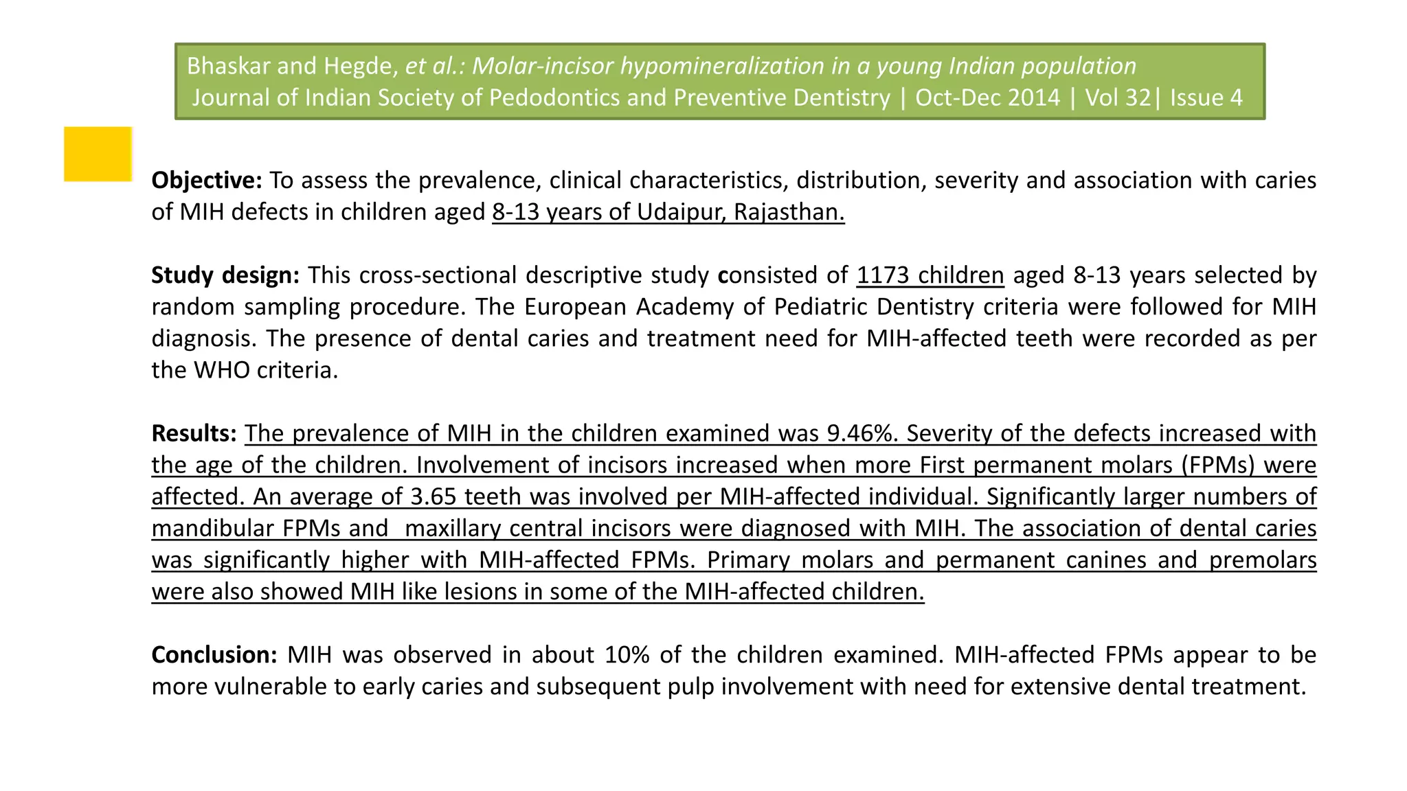 molar incisor hypomineralisation | PPTX