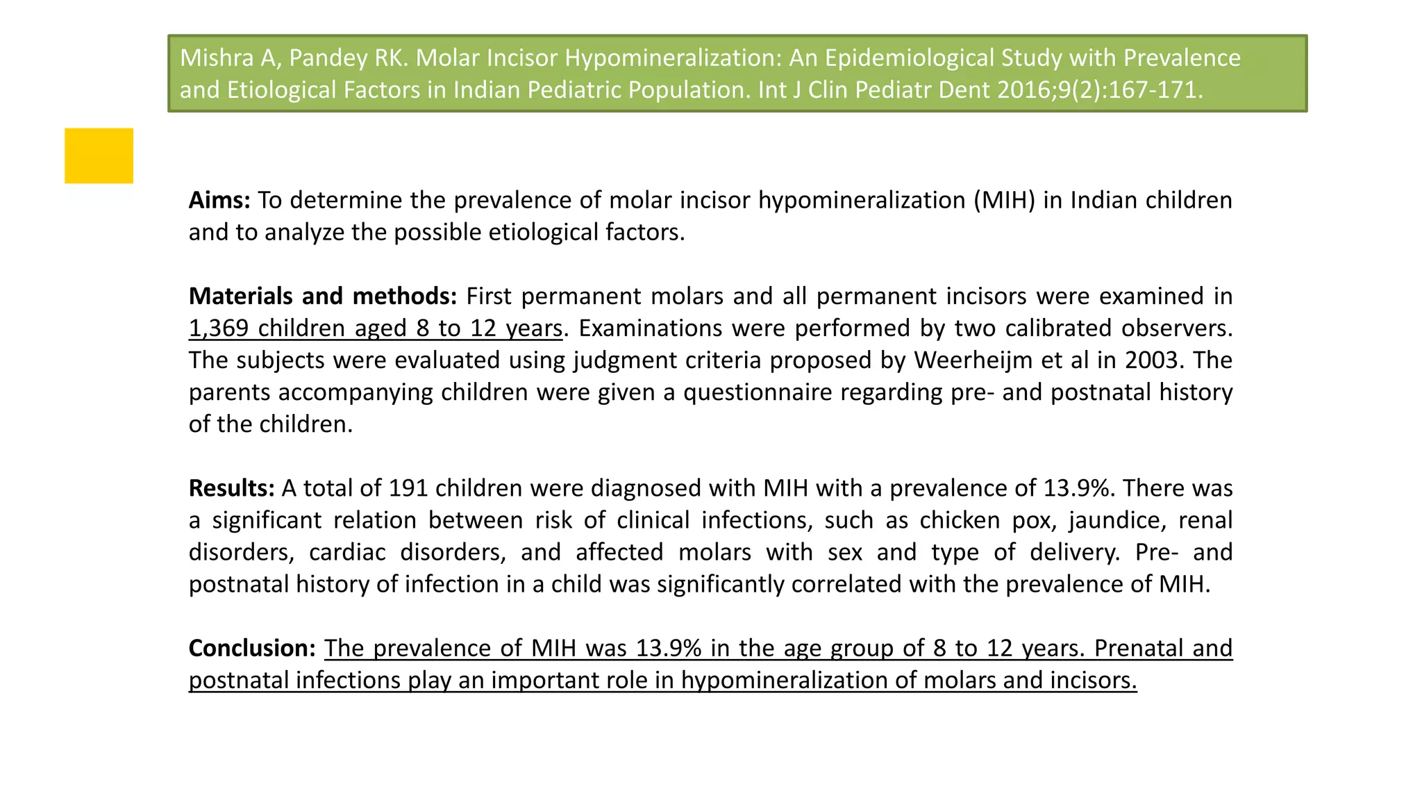 molar incisor hypomineralisation | PPTX
