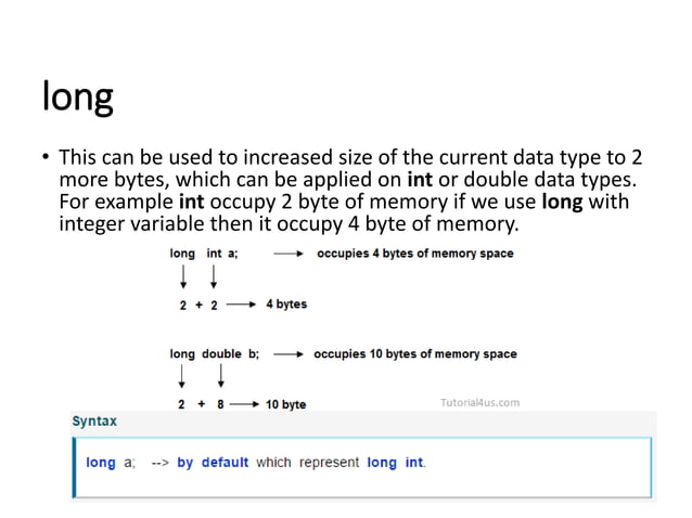 different Data type Modifiers in c language | PPT