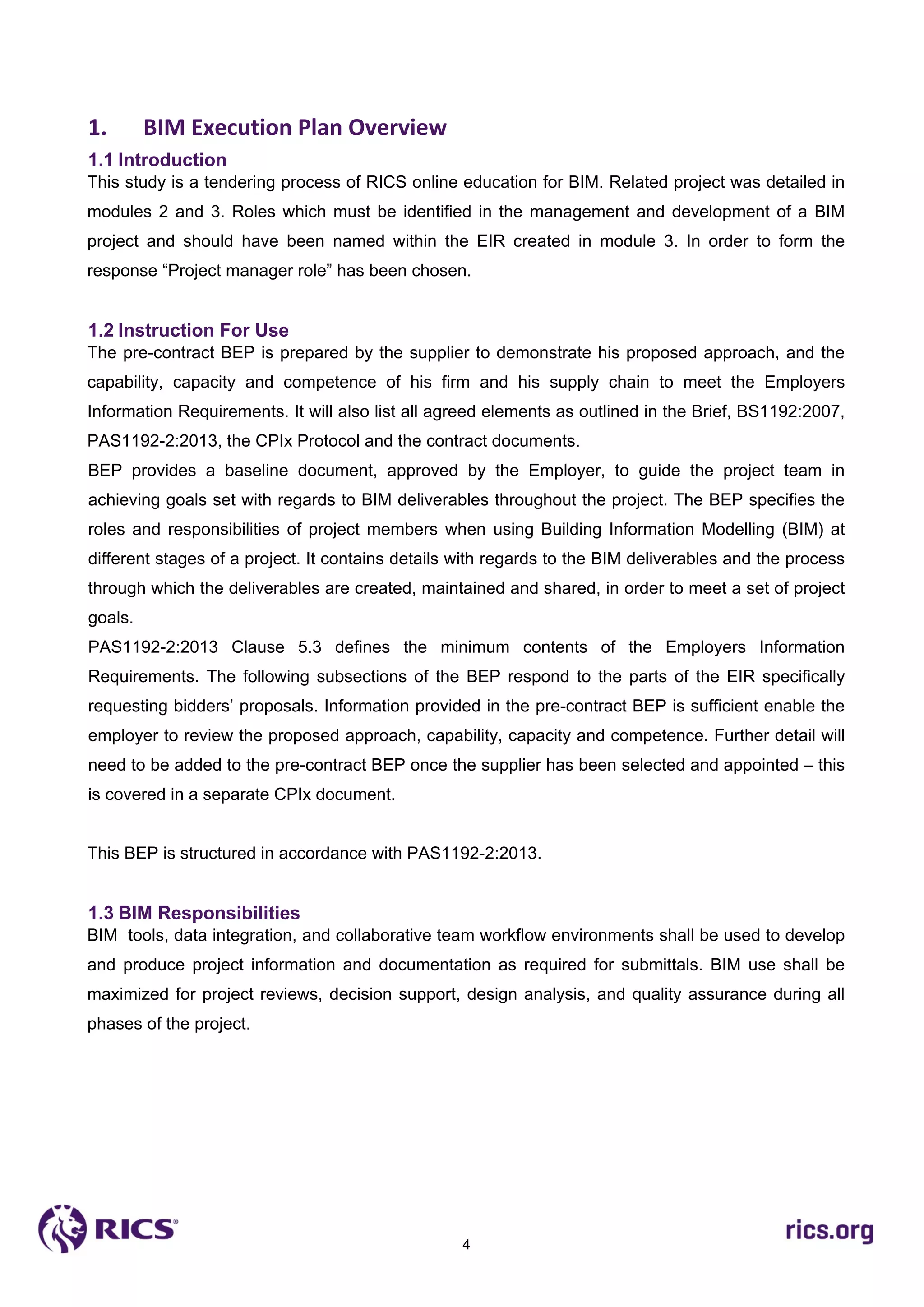 Mikael akkus - RICS Module 4-Pre Contract BIM Execution Plan (BEP) | PDF
