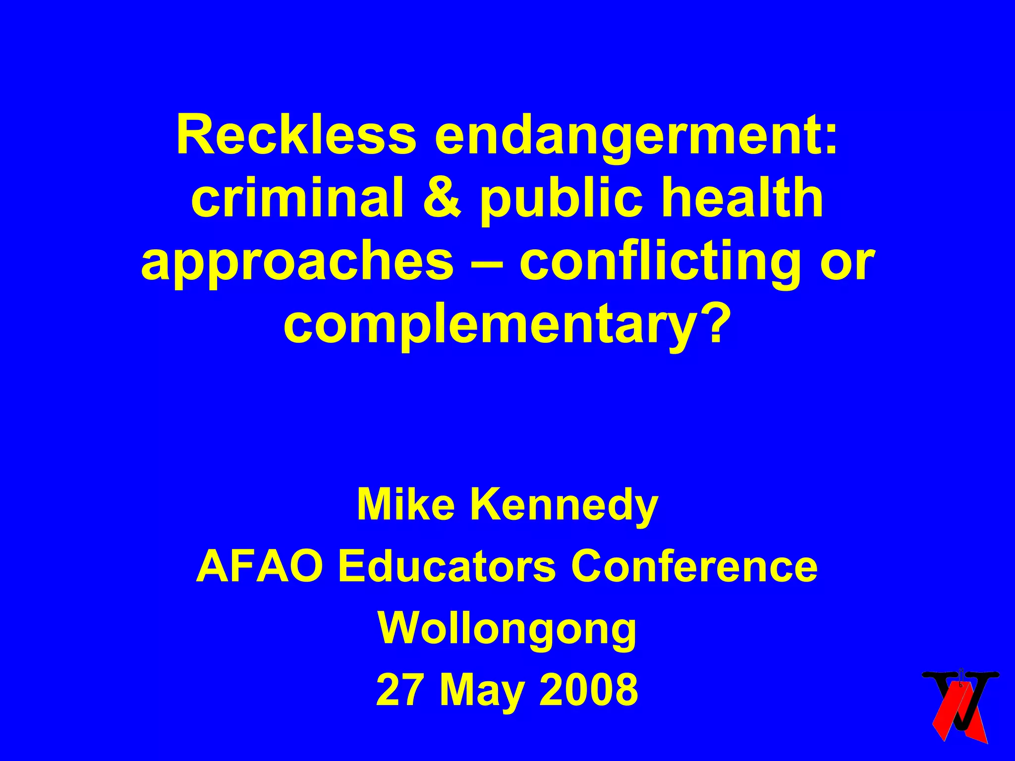 Reckless Endangerment | PPT