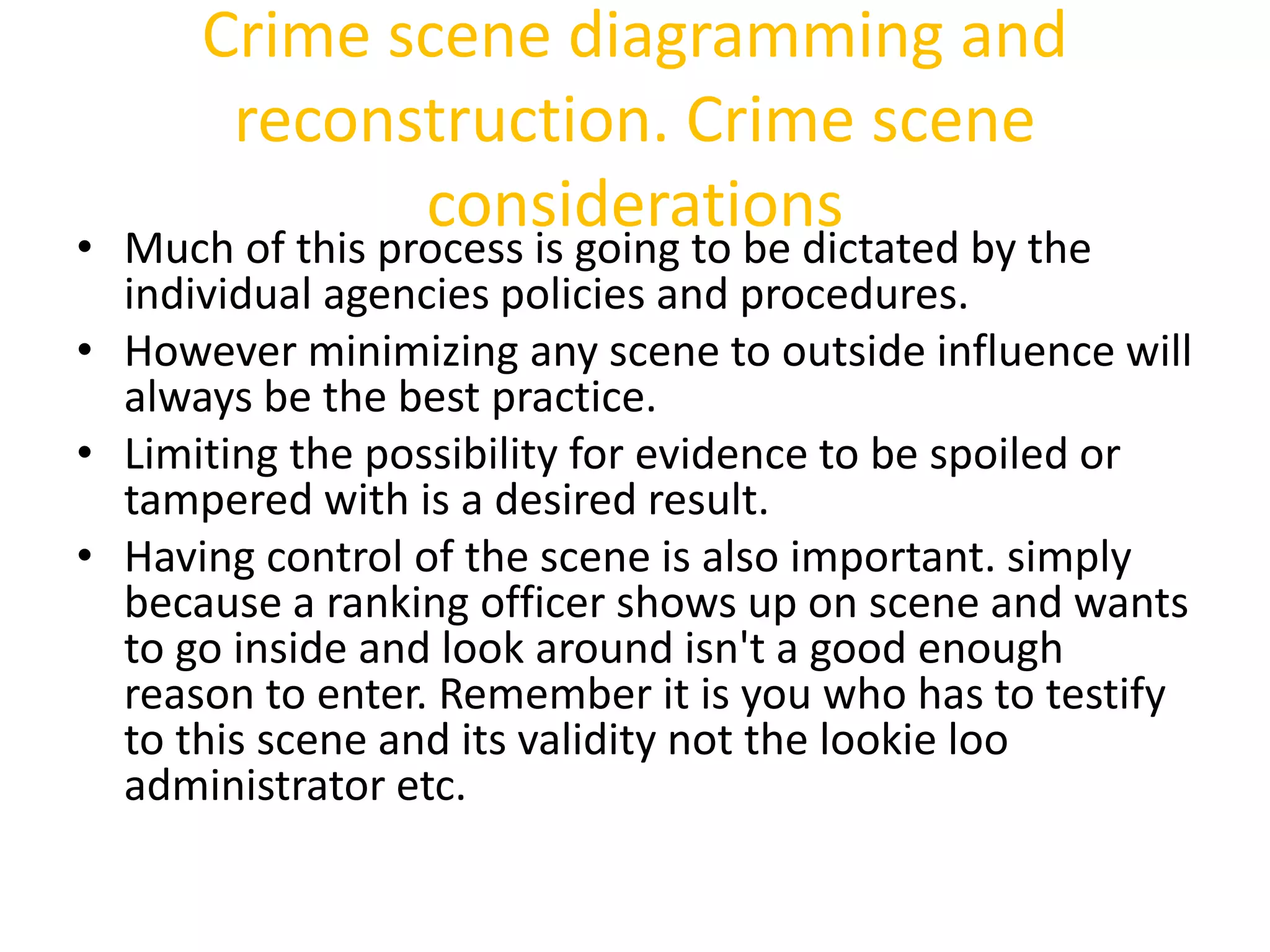 Crime Scene Diagramming and Reconstruction by Det. Mike Anderson | PPTX