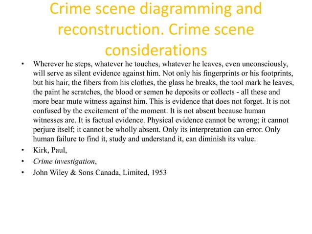 Crime Scene Diagramming and Reconstruction by Det. Mike Anderson | PPTX