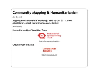 Social Technologies at the GWU Humanitarian Mapping Workshop | PPT