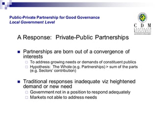 Mike luz on public private partnerships for good governance | PDF