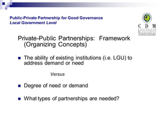Mike luz on public private partnerships for good governance | PDF