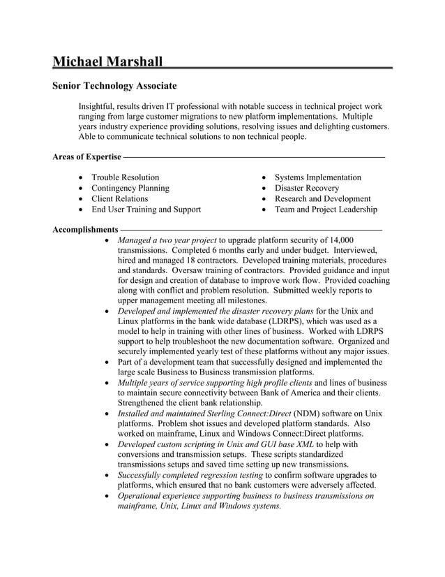 Mike Marshall Resume | PDF