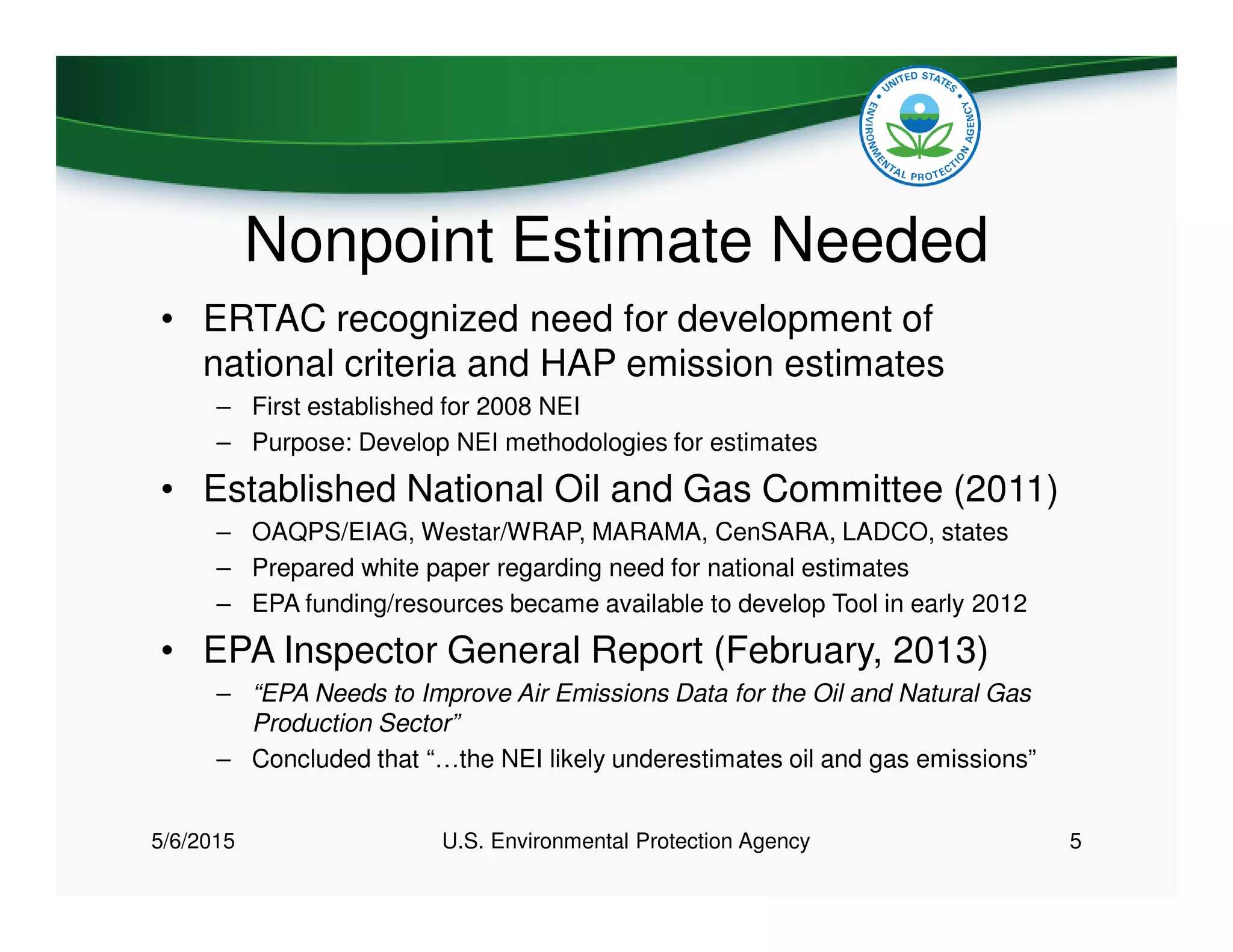 EPA Nonpoint Oil and Gas Emission Estimation Tool | PDF