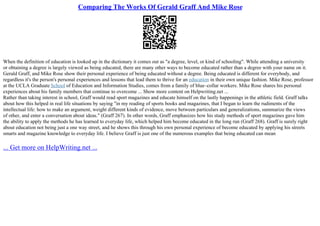 Mike Rose On Higher Education | PPT