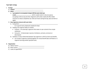 Biology - Regents Review Packet with Blanks | DOCX