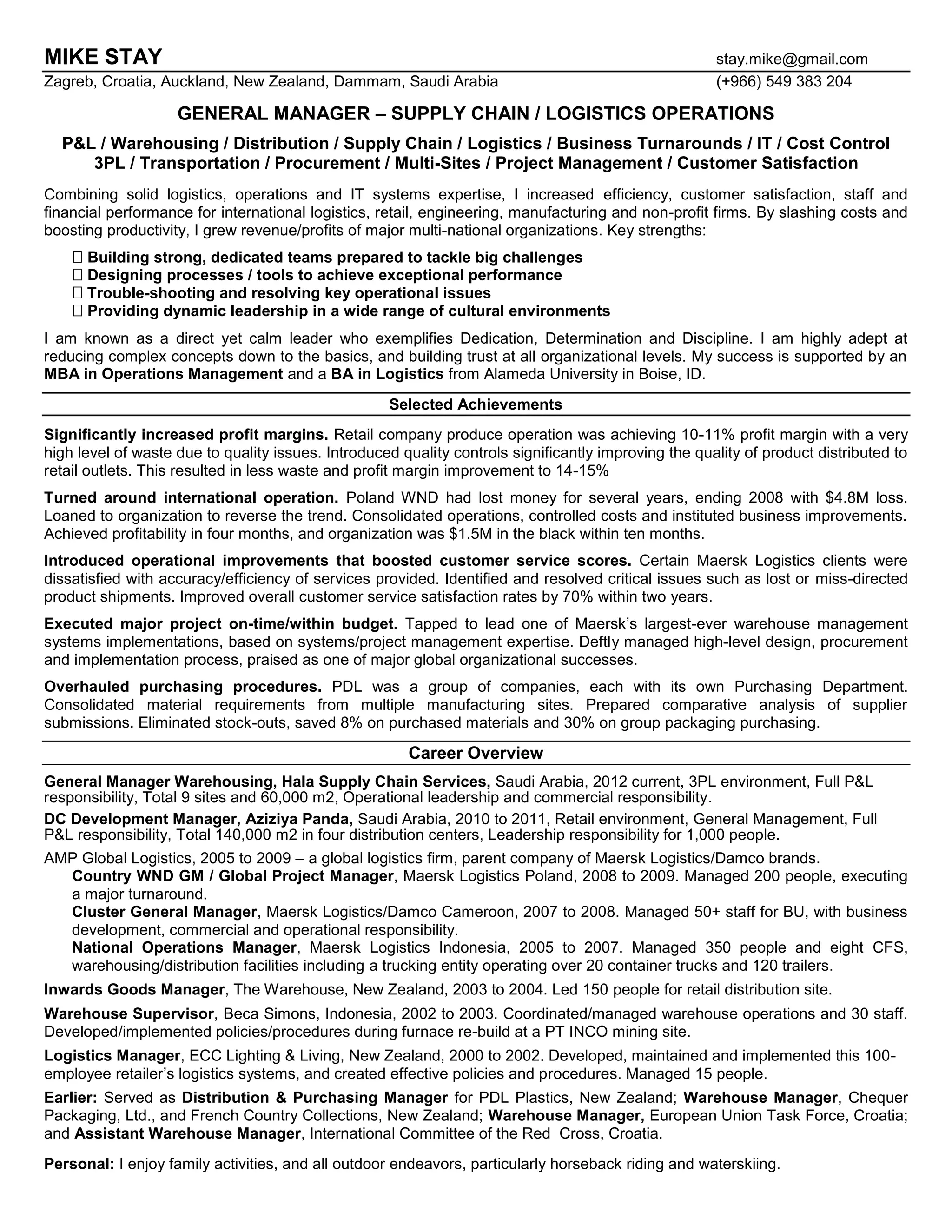 Mike Stay Universal Resume | PDF