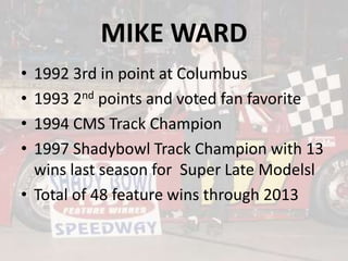 Mike ward racing young guns and legends of ohio | PPTX | Auto Racing ...