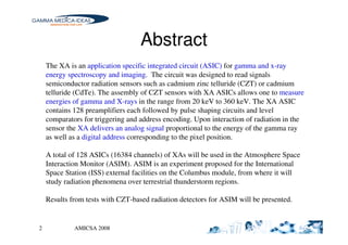 A Low Power & Low Noise Multi-Channel ASIC for X-Ray and Gamma-Ray Spectroscopy | PPT