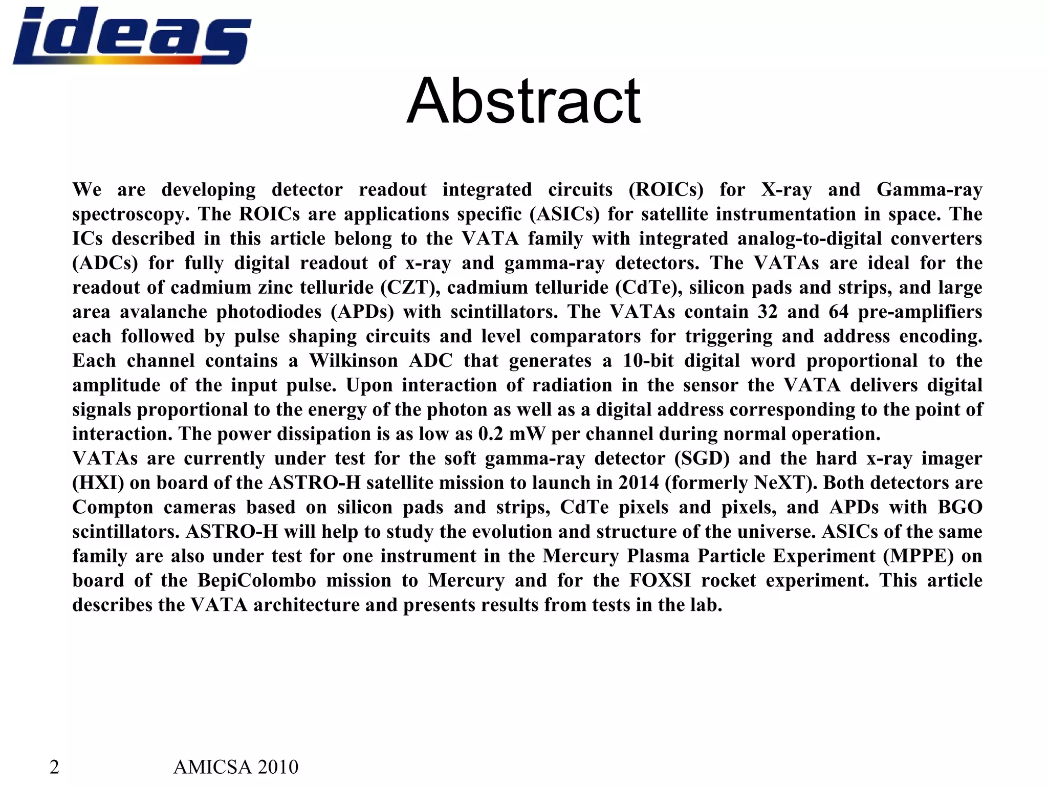 Multi-channel Detector Readout Integrated Circuits with ADCs for X-ray and Gamma-ray ...