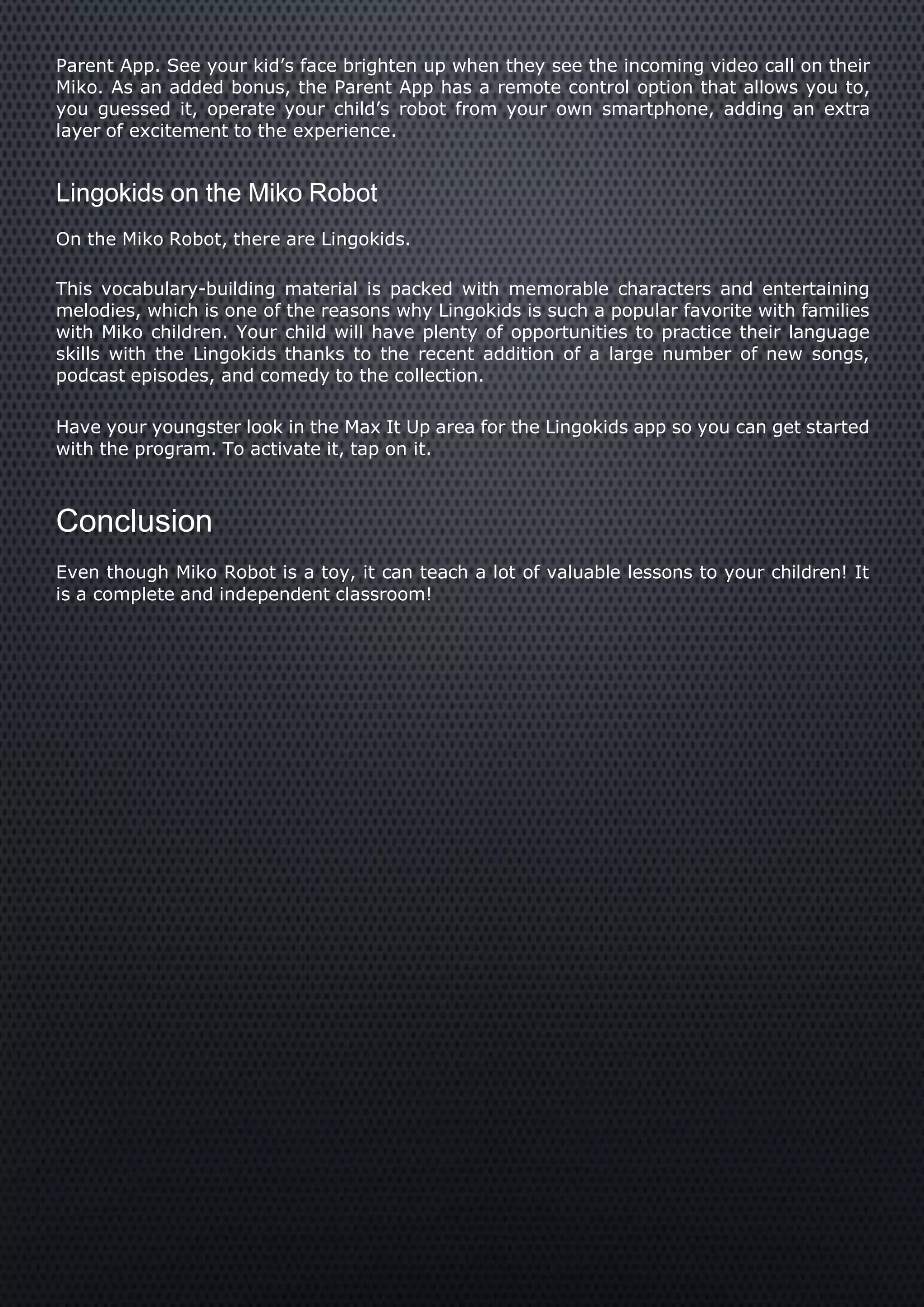 Miko Robot For Kids And Things They Can Do..pptx